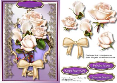 Beautiful White Roses with Filigree Lace - CUP564856_1398 | Craftsuprint