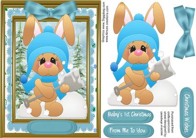 Lovely Snow Bunny Moving the Snow - CUP567157_1398 | Craftsuprint