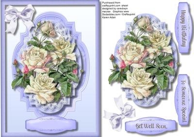 Beautiful Roses in a Lilac Frame A5 - CUP577836_1398 | Craftsuprint