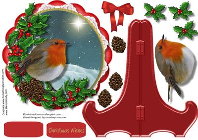 Beautiful Red Plate and Stand with Robin - CUP583381_1398 | Craftsuprint