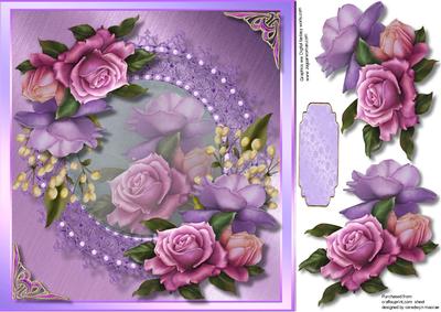Beautiful Lilac Roses in a Pearl Frame - CUP600863_1398 | Craftsuprint