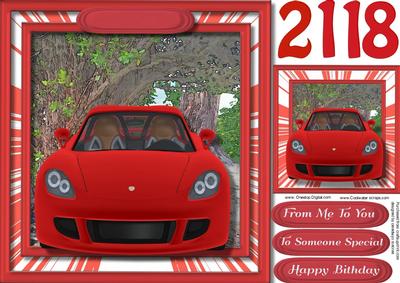 Beautiful Red Car for 18th / 21st Birthday - CUP606488_1398 | Craftsuprint