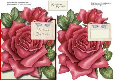 Lovely Over the Edge Red Rose Card - CUP607811_1398 | Craftsuprint
