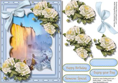 Stunning Waterfall and White Roses - CUP607959_1398 | Craftsuprint