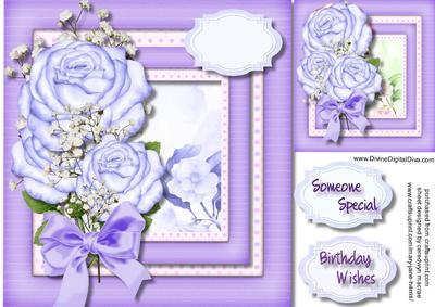 Beautiful Lilac Roses in a Lilac Frame - CUP618792_1398 | Craftsuprint