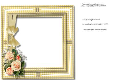 Incert , Yellow Gingham Frame with Roses - CUP619258_1398 | Craftsuprint