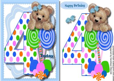 Fuzzy Bears 4th Birthday Wish Boy . - CUP637586_1398 | Craftsuprint