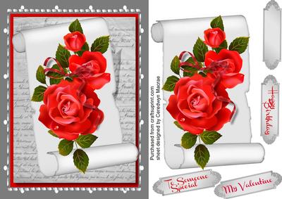 Beautiful Scroll with Red Roses - CUP664006_1398 | Craftsuprint