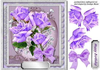 Lovely Lilac Roses in a Double Silver Frame - CUP664342_1398 | Craftsuprint