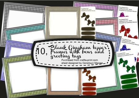 10 , Blank Gingham Frames with Bows, & Greeting Tags , Set2 - CUP672852 ...