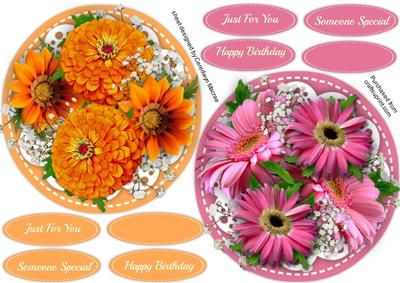 2 Lovely Flower Topper on Cut Out Lace - CUP674552_1398 | Craftsuprint