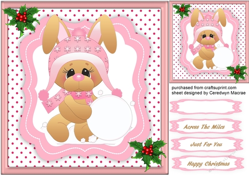 Lovely pink Snow Bunny - CUP720789_1398 | Craftsuprint