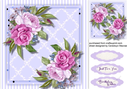 Beaitiful liac roses on Lattice Mat - CUP733331_1398 | Craftsuprint