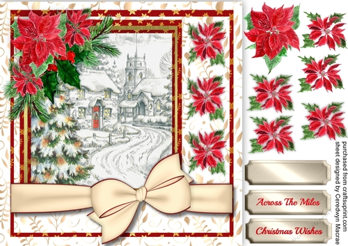 Beautiful Poinsettias and Christmas Scene - CUP733374_1398 | Craftsuprint