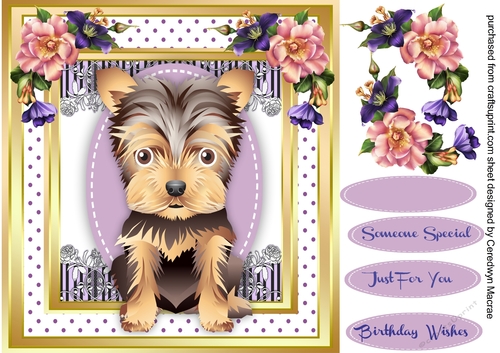 Adorable Yorkie in a Stitched frame - CUP748840_1398 | Craftsuprint