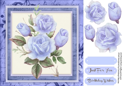 Mystic Blue Roses on a Vintage Mat - CUP755832_1398 | Craftsuprint