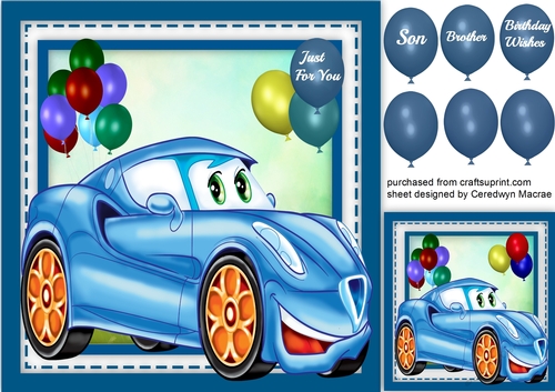 little Blue Birthday Car - CUP758801_1398 | Craftsuprint
