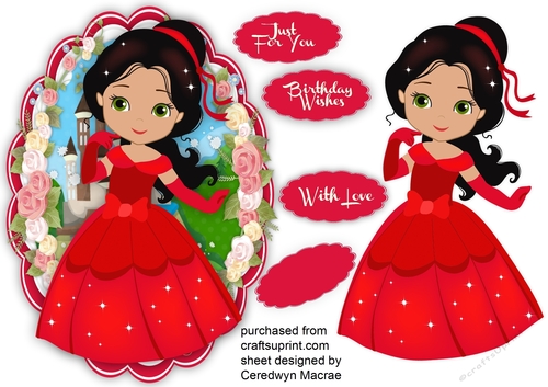 Beautiful Princess in a Red Dress - CUP778027_1398 | Craftsuprint