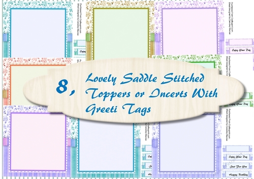 8, Saddled stitched Toppers or Incerts with Greeting tags - CUP778310 ...