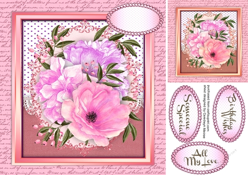 Beautiful Lilac Roses in a Gold Frame - CUP779934_1398 | Craftsuprint