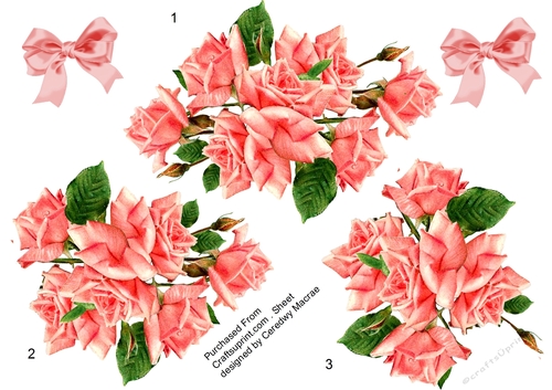 Beautiful Pink roses decoupage sheet - CUP781734_1398 | Craftsuprint