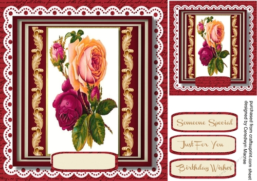 Vintage Roses and Scroll work - CUP785648_1398 | Craftsuprint