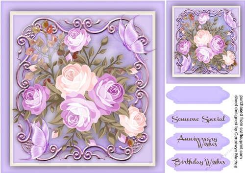 Lilac Roses on a Ornate Scroll Mat - CUP788566_1398 | Craftsuprint
