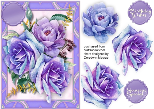 Lilac Roses in a decko Frame - CUP789909_1398 | Craftsuprint