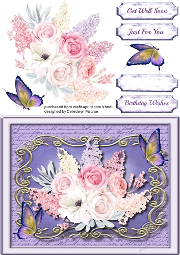 Lilac and Roses on a Scroll mat - CUP810667_1398 | Craftsuprint