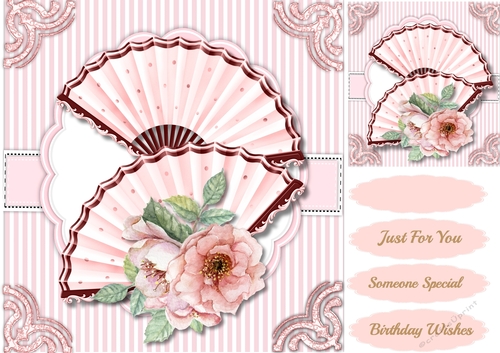 Beautiful Pink Fans and Roses - CUP815871_1398 | Craftsuprint