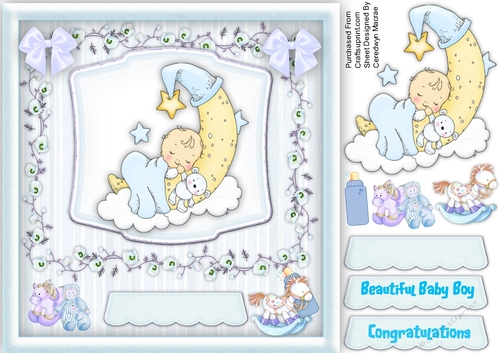 Beautiful Moon Baby in Blue - CUP825865_1398 | Craftsuprint
