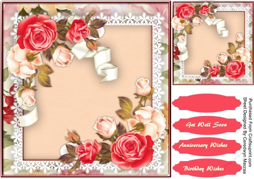 Stunning Roses in a Flower Frame - CUP830073_1398 | Craftsuprint