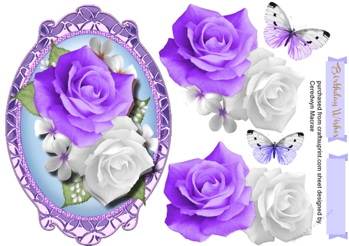 Beautiful lilac Roses in a Gilded frame - CUP868426_1398 | Craftsuprint
