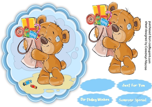 Sweet Teddy Topper 1, - CUP872792_1398 | Craftsuprint