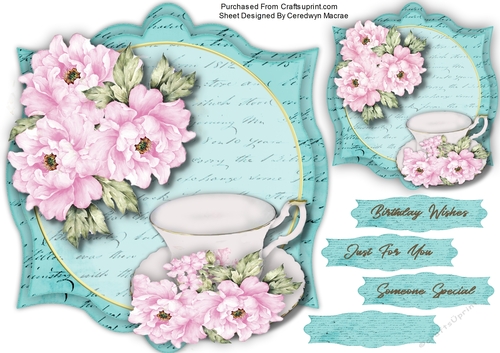 Pink Roses and Afternoon Tea - CUP876945_1398 | Craftsuprint