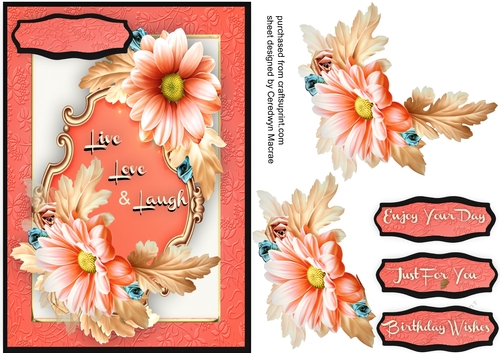 A5 ,Coral, Live , Love & Laugh - CUP877400_1398 | Craftsuprint