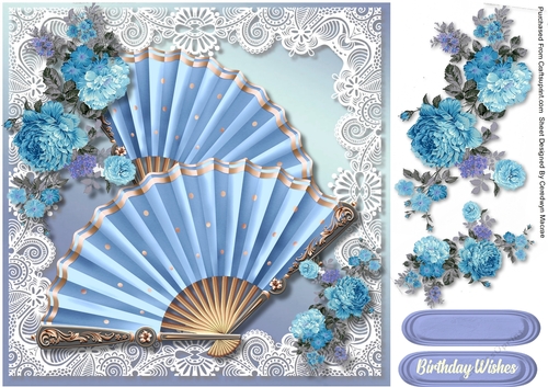 Blue Fans and Roses - CUP904084_1398 | Craftsuprint