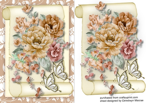 Beautiful Golden Roses on a Scroll Mat - CUP919090_1398 | Craftsuprint