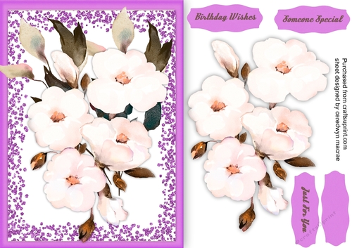 Pink Roses on a lilac glitter Frame - CUP945946_1398 | Craftsuprint