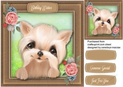 Beautiful Yorkie With Roses - CUP962338_1398 | Craftsuprint