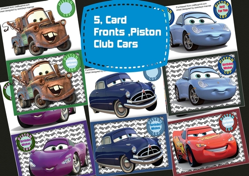5, Card Front cards . Piston Club Cars - CUP964870_1398 | Craftsuprint