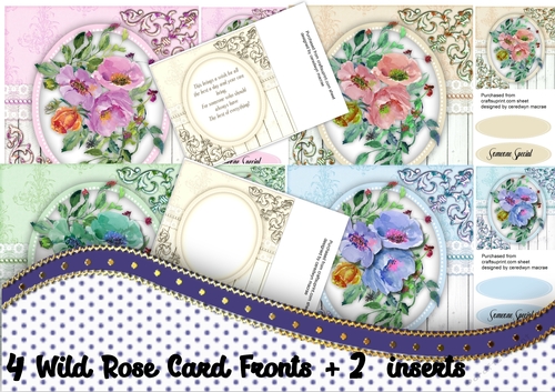 4, Wild Rose Card Fronts + 2 Inserts - CUP965827_1398 | Craftsuprint