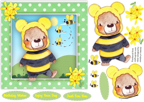 Honey Bear and The Bees - CUP967432_1398 | Craftsuprint