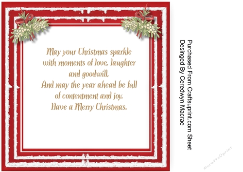 Christmas Insert With Verse , Red - CUP974847_1398 | Craftsuprint