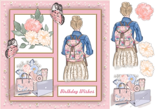 Modern Girl , Quad card Pink - CUP978569_1398 | Craftsuprint