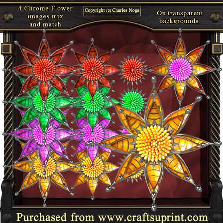 4 Interchangeable Chrome Flowers - CUP574372_2131 | Craftsuprint