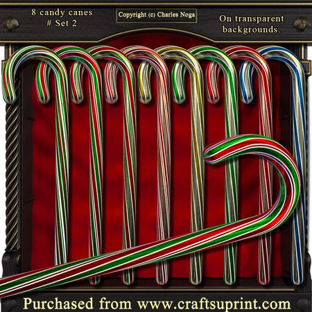 8 Candy Canes Set #2 - CUP574590_2131 | Craftsuprint