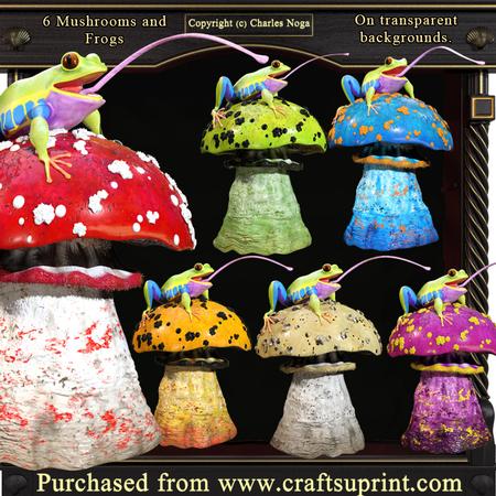 6 Frogs on Toadstool - CUP607546_2131 | Craftsuprint