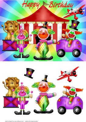Birthday Clowns Card Front - CUP144853_566 | Craftsuprint