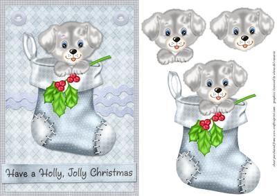 Christmas Puppy in Stocking - CUP473385_566 | Craftsuprint